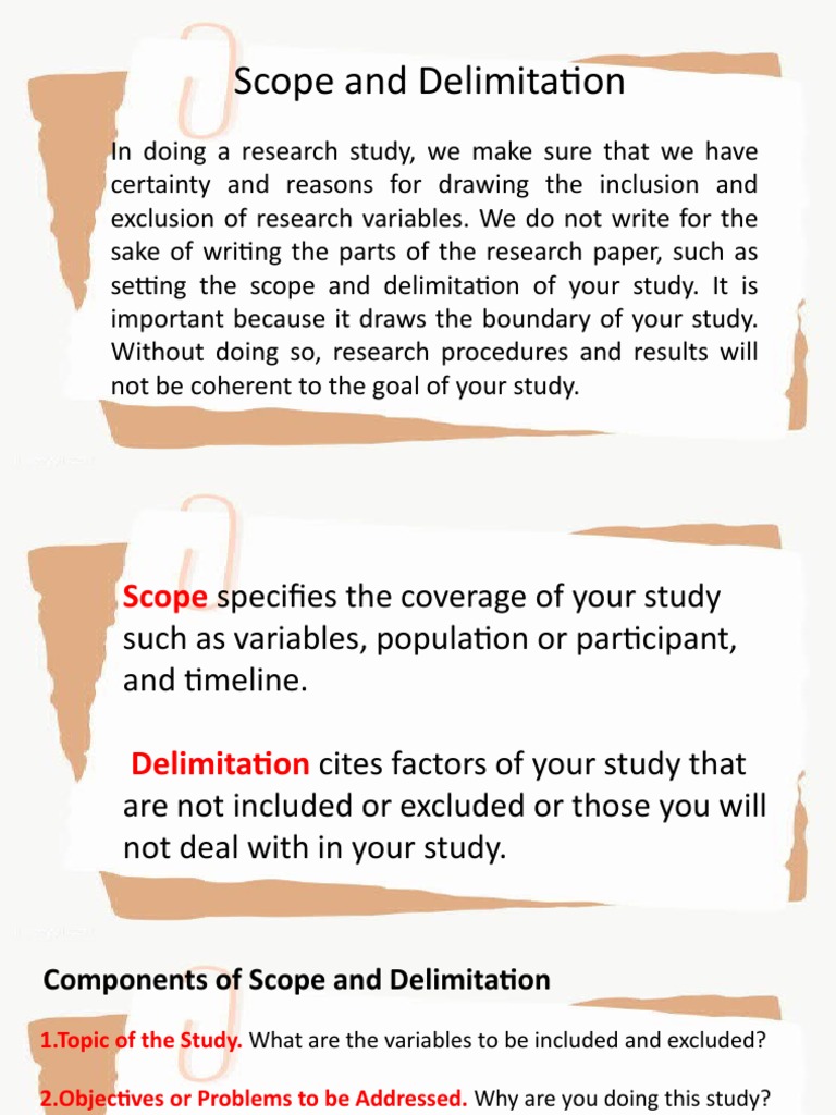 Scope and Delimitations of The Study | PDF | Scope (Computer Science) | Cognition