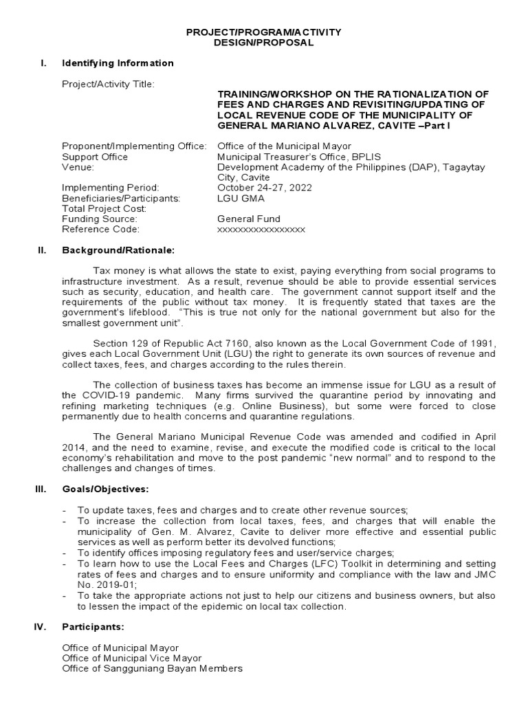 PROJECT-DESIGN-PROPOSAL-SAMPLE-TAX REVISION | PDF | Taxes | Local ...