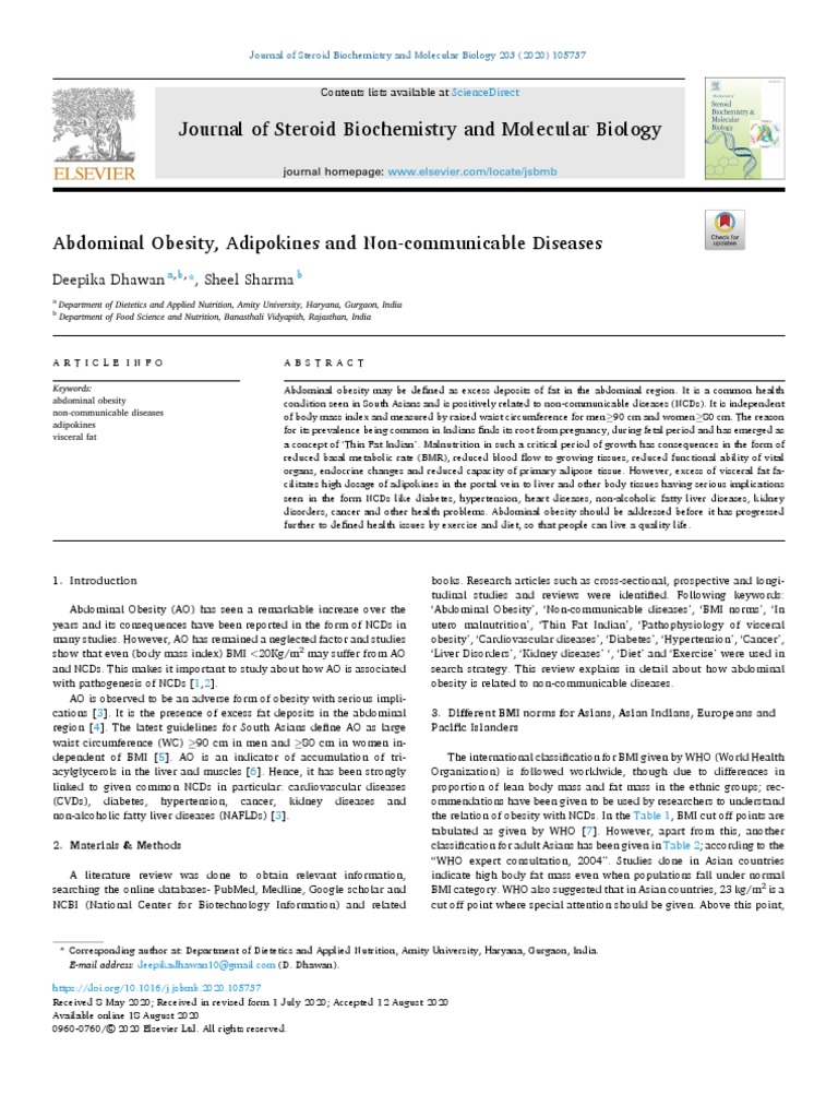 Abdominal Obesity, Adipokines and Non-Communicable Diseases 1-S2.0 ...