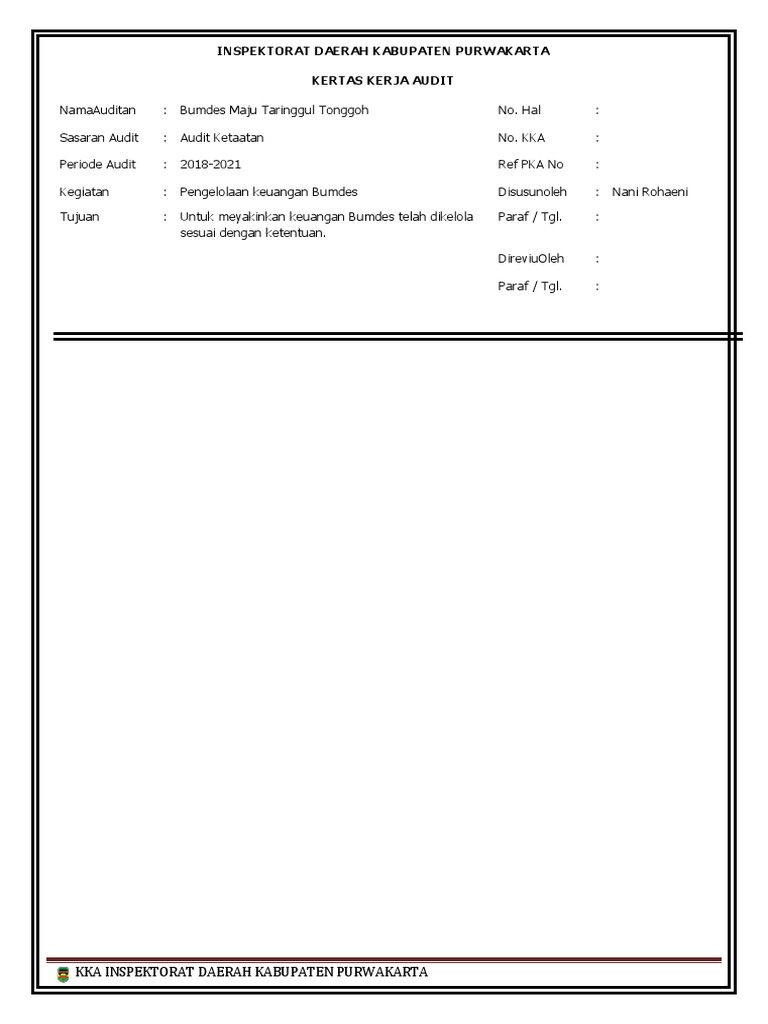 Format KKA Audit Bumdes Purwakarta | PDF