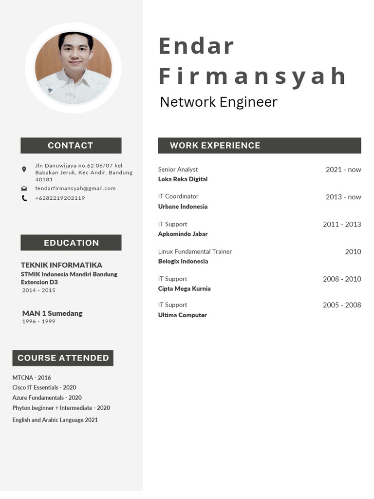 Endar Firmansyah: Network Engineer with Over 15 Years of Experience in IT Support, Coordination ...