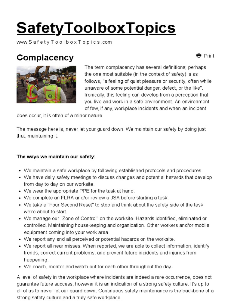 Complacency Safety