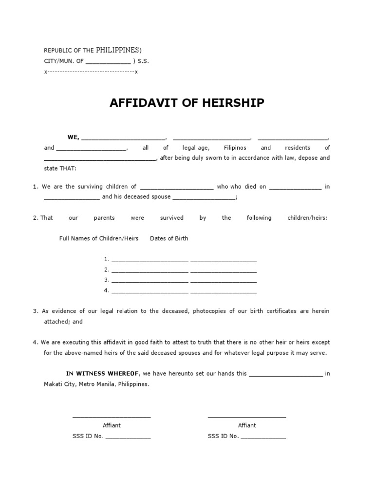 Affidavit of Heirship | PDF