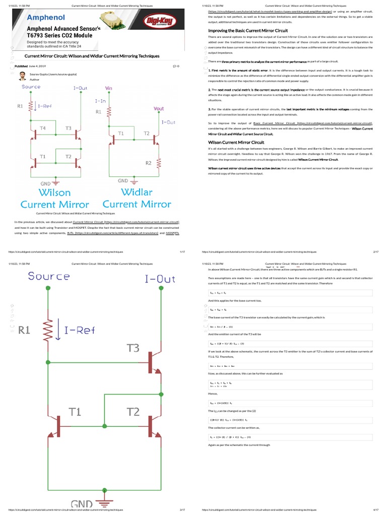 Current Mirror Circuit - Wilson and Widlar Current Mirroring Techniques | PDF