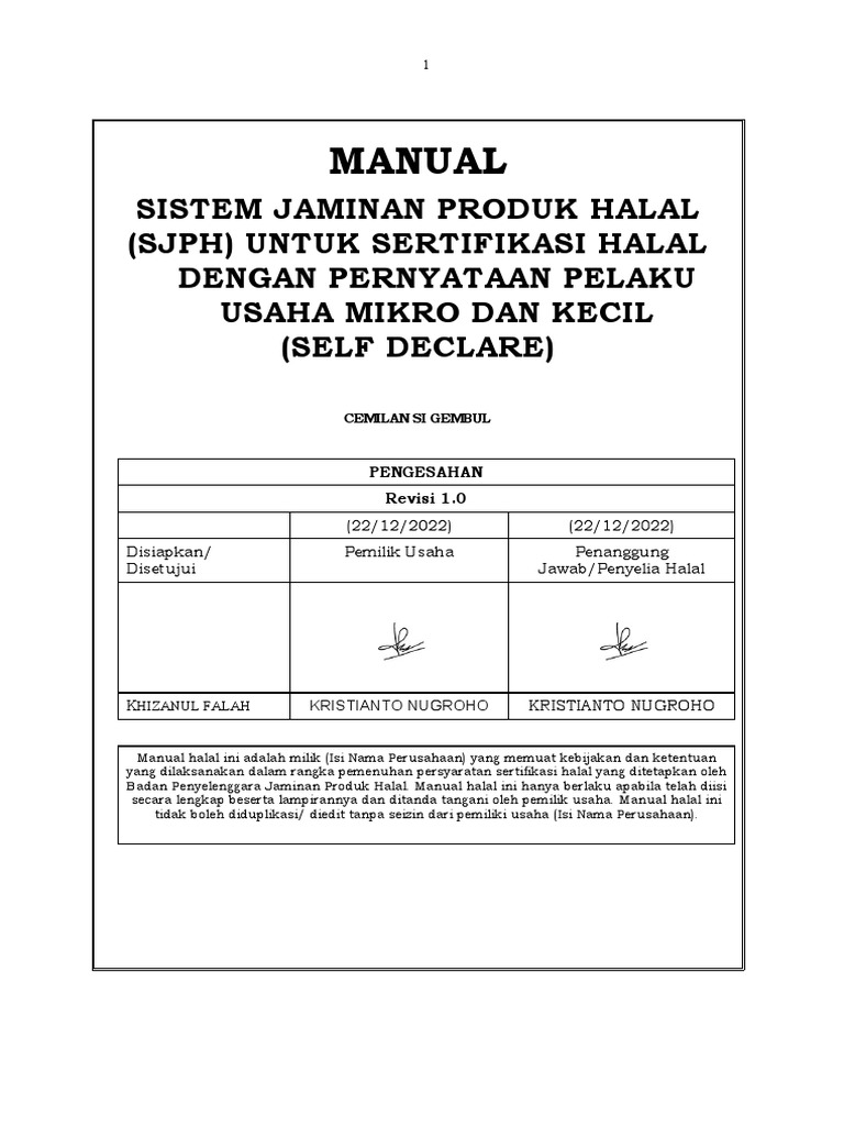 Manual SJPH Self Declare Final (Format Utk PU) | PDF