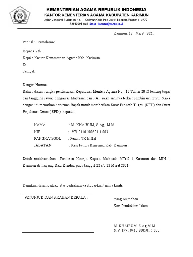 Surat Permohonan Pembinaan MA Al Huda | PDF