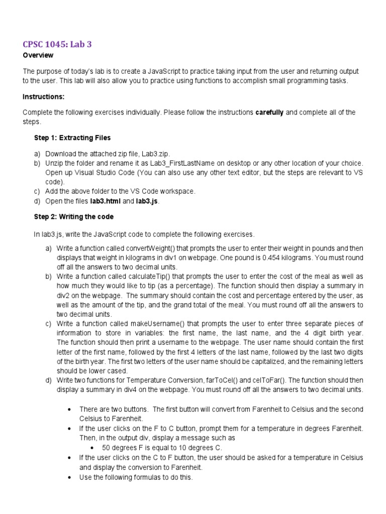 Lab 3 | PDF | Fahrenheit | Java Script