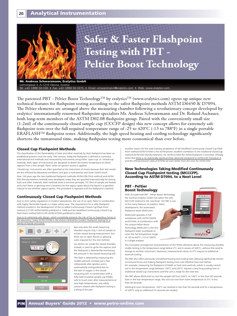 Safer Faster Flashpoint Testing With PBT - Peltier Boost Technology ...