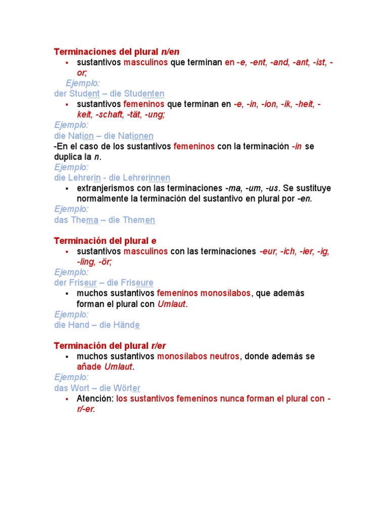 Plurales Aleman | PDF