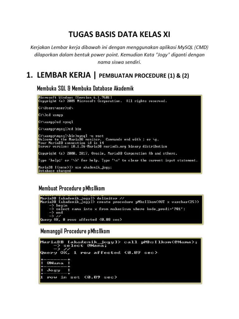 Tugas Terstruktur Basis Data Kelas XI RPL | PDF | Komputer | Teknologi & Rekayasa