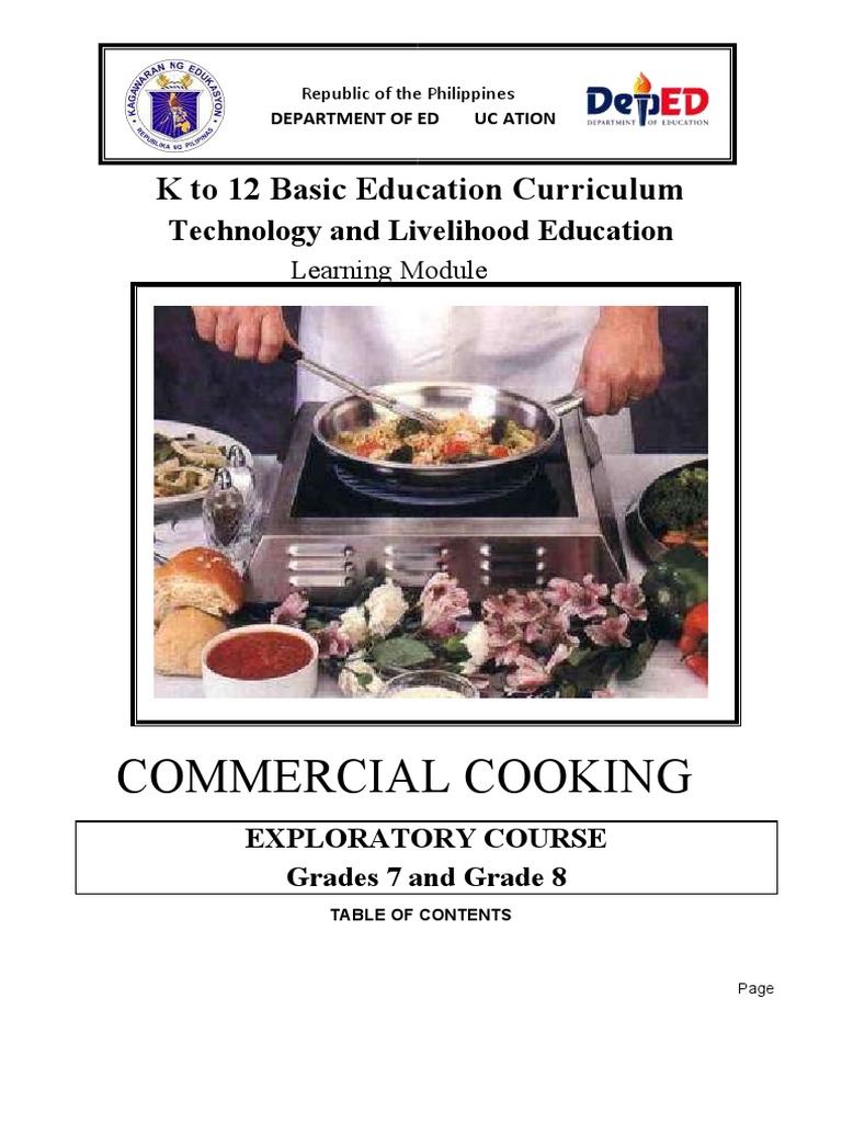 K To 12 Commercial Cooking Learning Module | PDF | Kitchen Utensil | Disinfectant