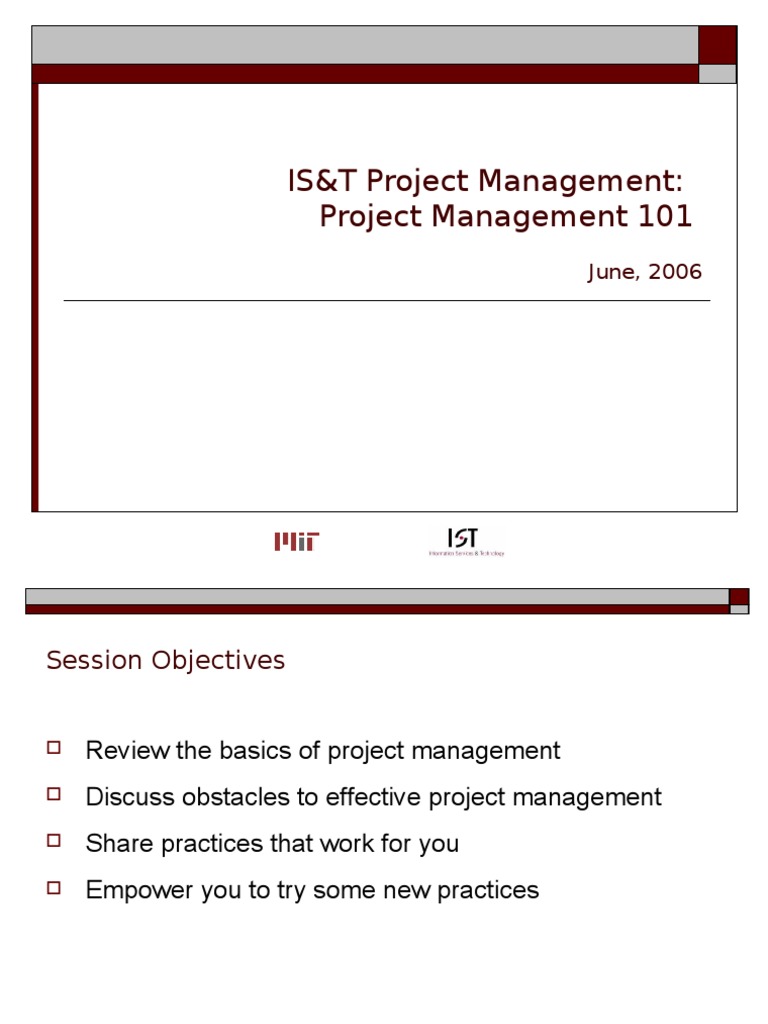 IS&T Project Management: Project Management 101: June, 2006 | PDF ...