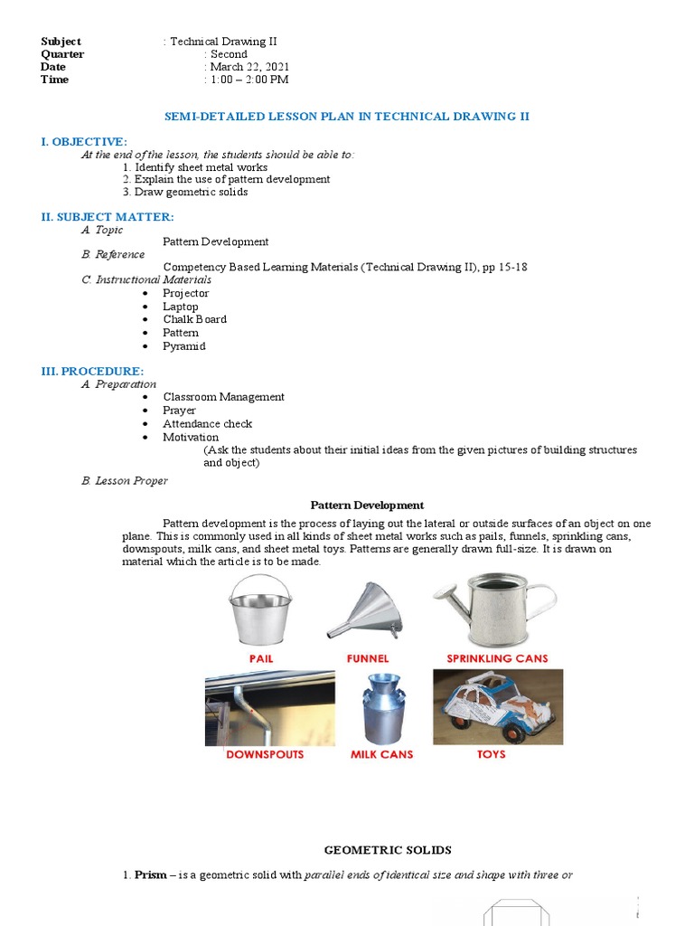 Tve - Lesson Plan For Observation Tdraw | PDF | Geometry | Geometric Shapes
