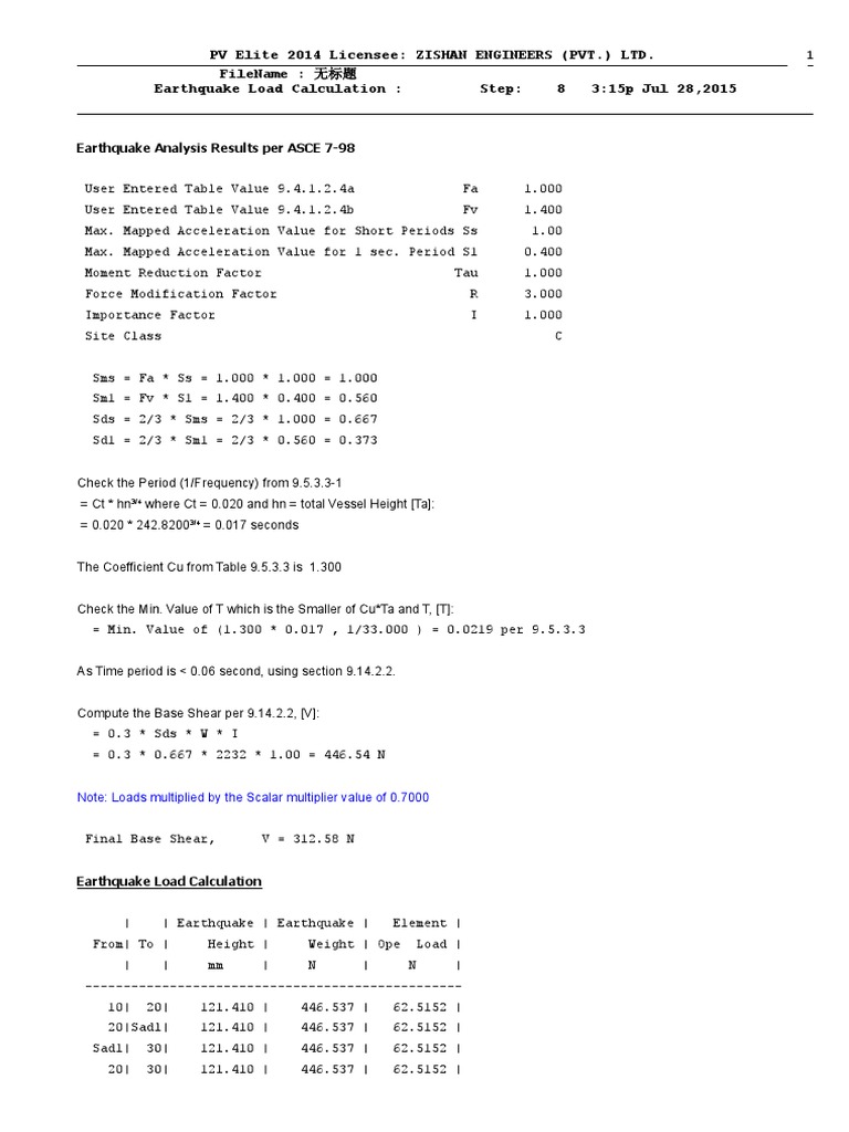 (1. Earthquake Analysis Results Per ASCE 7 | PDF | Stress (Mechanics ...