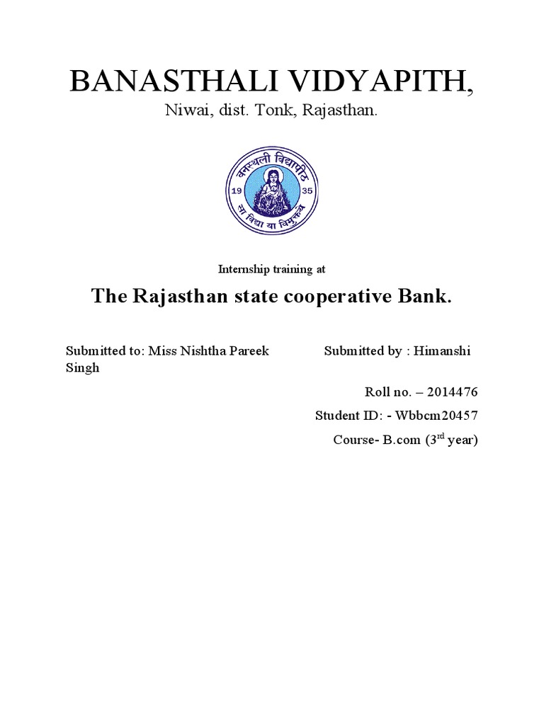 Rajasthan State Cooperative Bank Overview | PDF | Banks | Reserve Bank ...