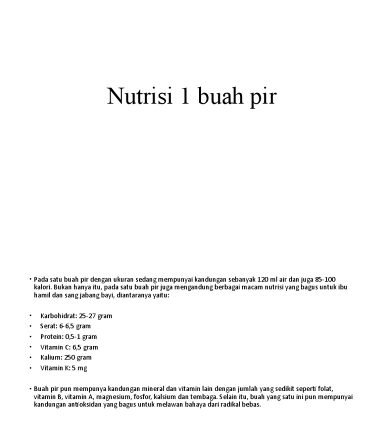 Nutrisi 1 Buah Pir | PDF | Kesehatan Holistik