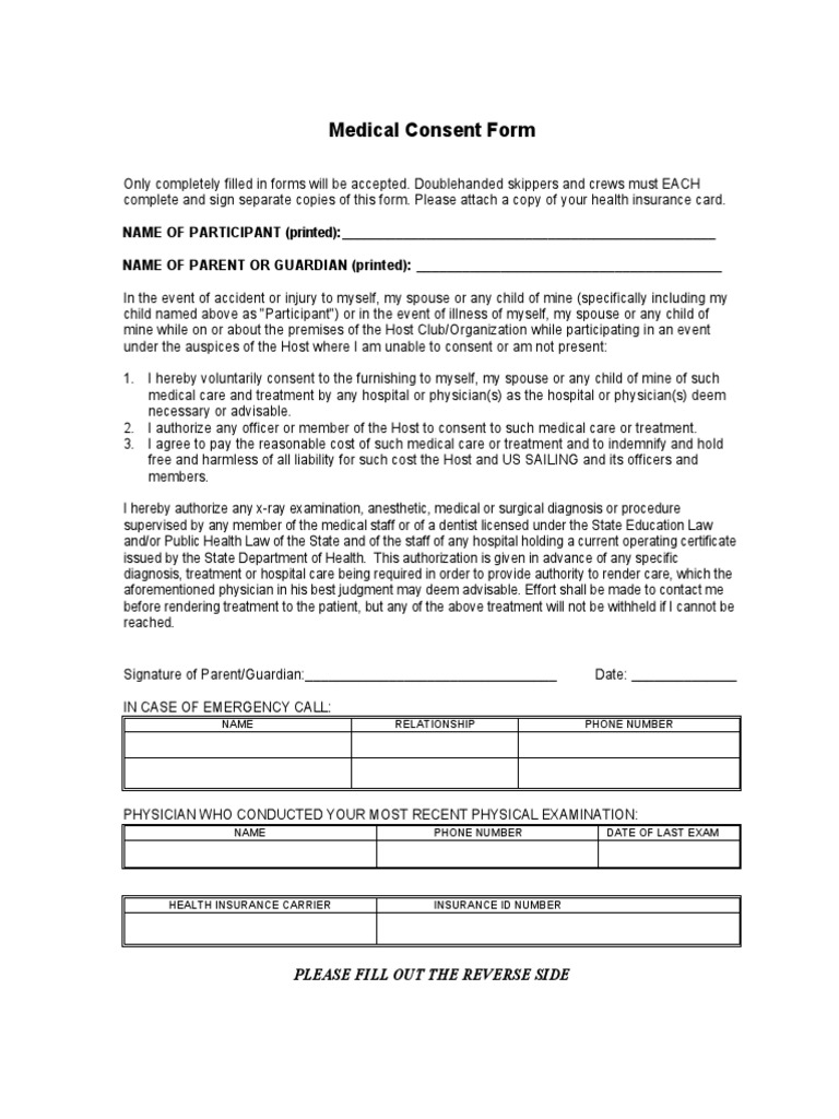 Medical Consent Form 10 | PDF | Informed Consent | Hospital