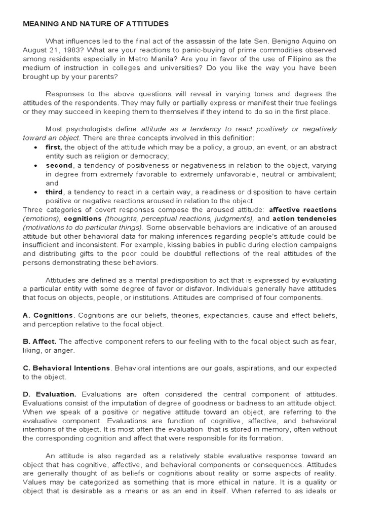 BAT 4 Final Handouts | PDF | Attitude (Psychology) | Prejudices