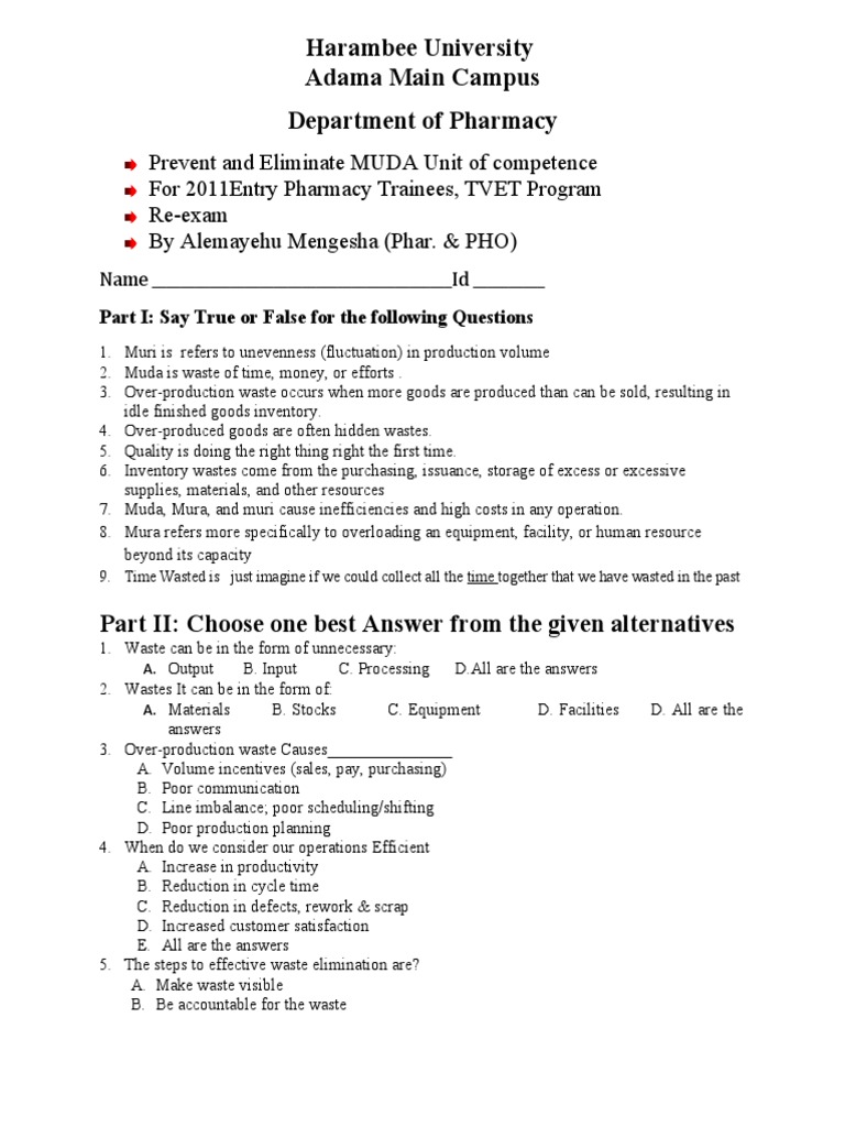 Assessment Prevent and Eliminate MUDA | PDF