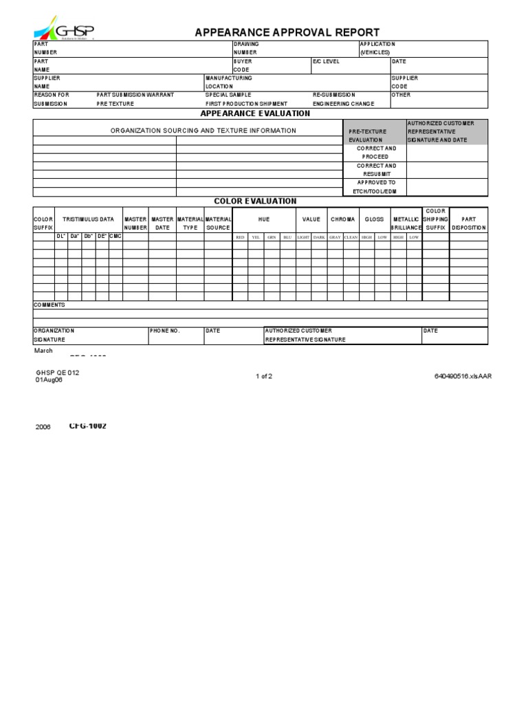 Appearance Approval Report Overview | PDF | Light | Qualia