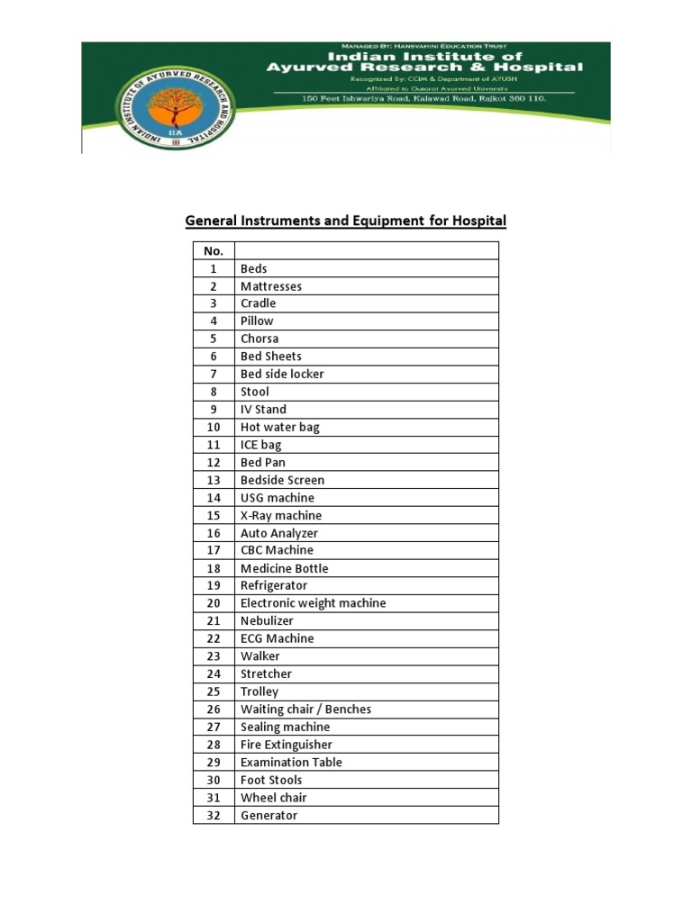 Hospital Instruments and Equipment List | PDF | Surgical Suture ...