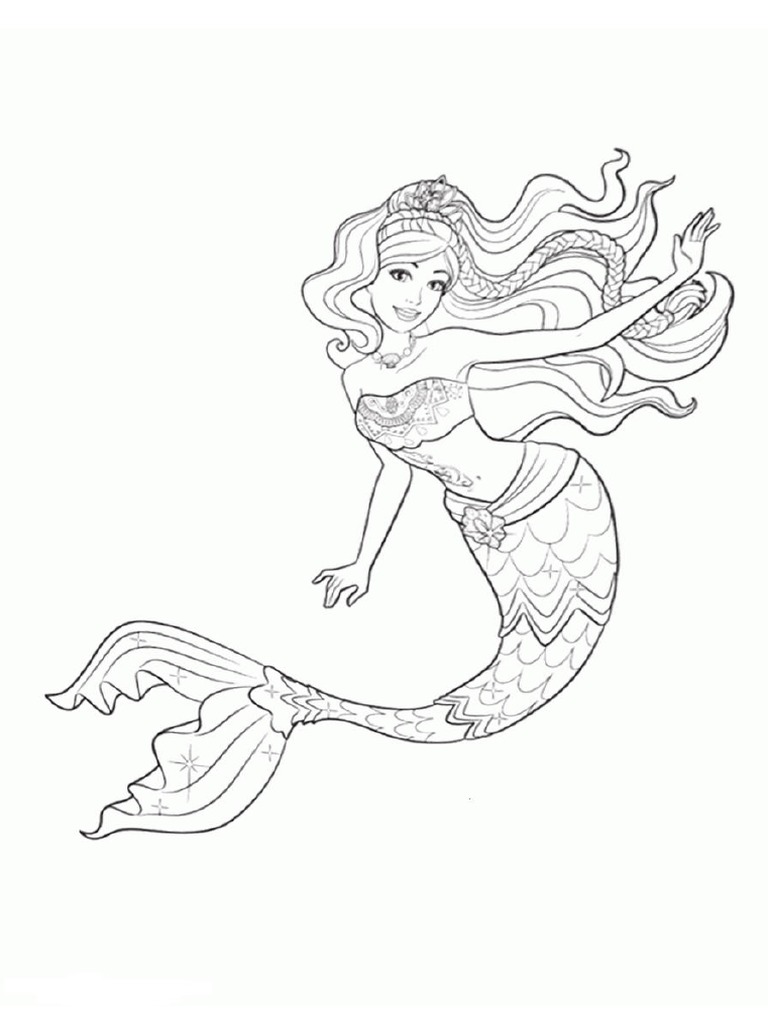 Barbie Mermaid Coloring Page | PDF