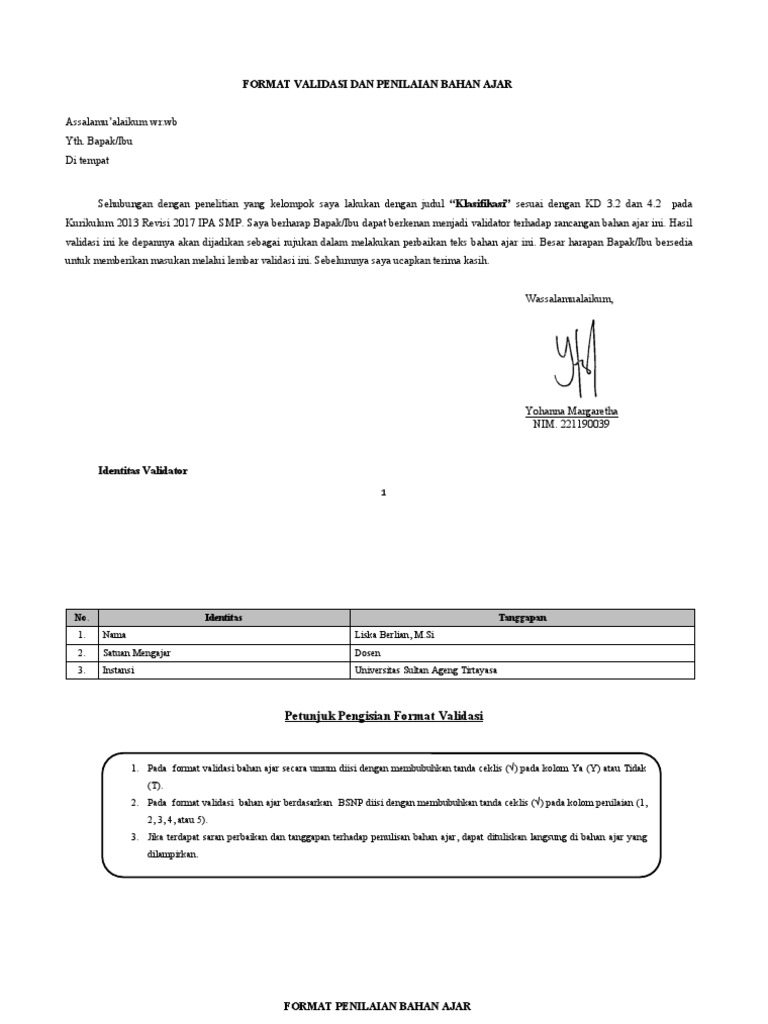 Lembar Validasi | PDF