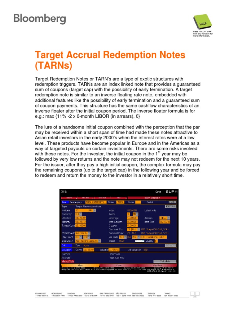 Target Accrual Redemption Notes (Tarns) | PDF | Bloomberg L.P ...