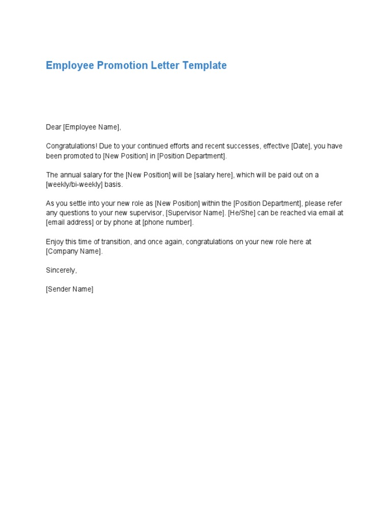 Employee Promotion Letter Template | PDF