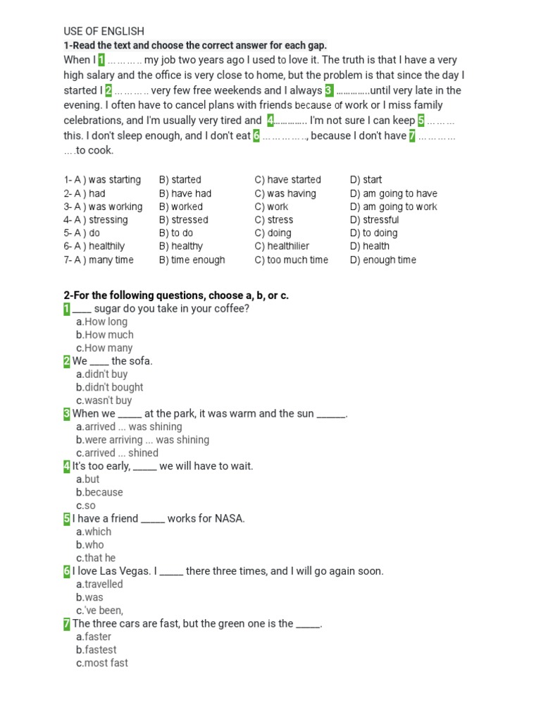 1-Read The Text and Choose The Correct Answer For Each Gap | PDF