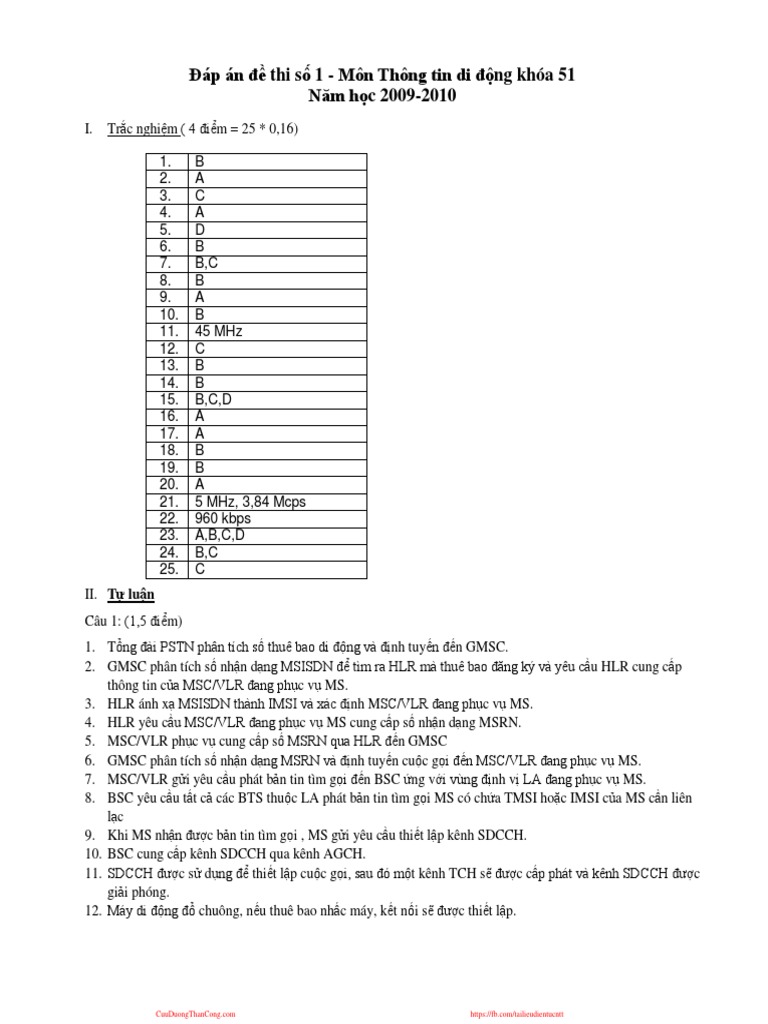 Thong Tin Di Dong Do Trong Tuan TTDD k51 (Cuuduongthancong - Com) | PDF
