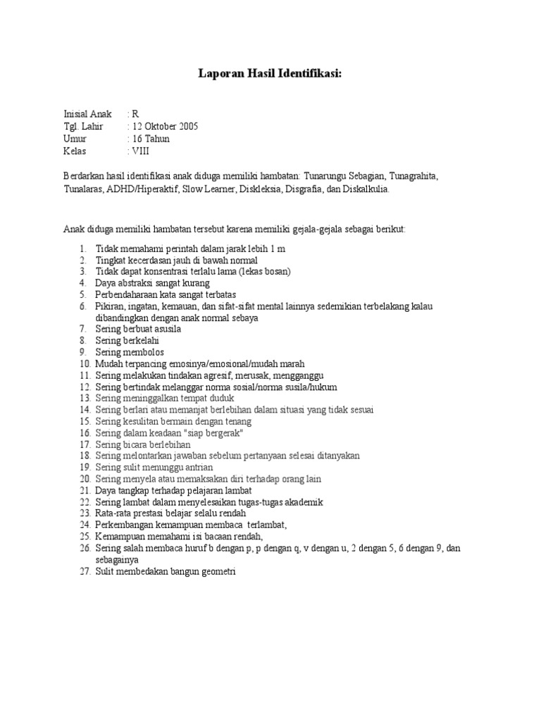 Laporan Hasil Identifikasi R | PDF