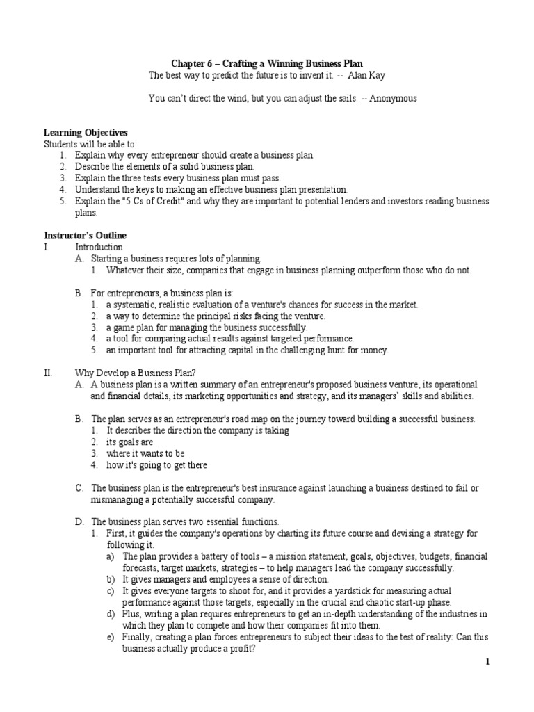 06 Crafting A Winning Business Plan | PDF | Business Plan ...