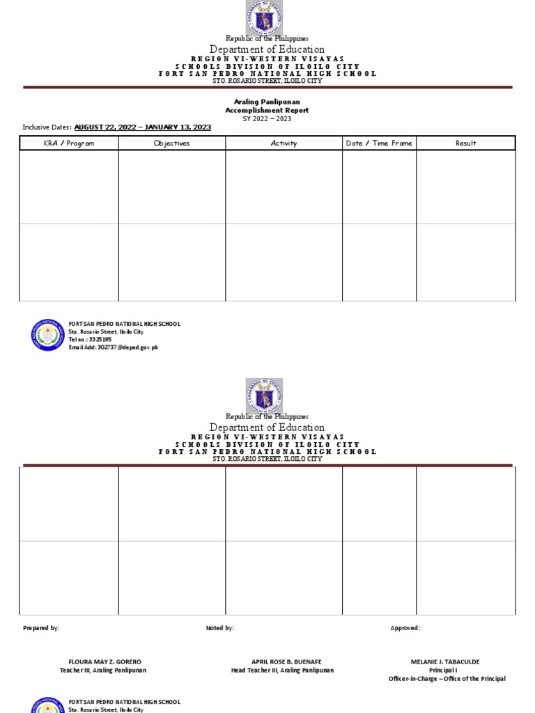 Accomplishment Report 2022 2023 | PDF