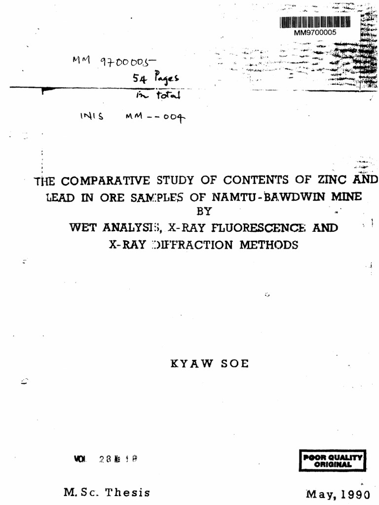 Comparative Study of Content Zinc Lead | PDF | X Ray Crystallography ...