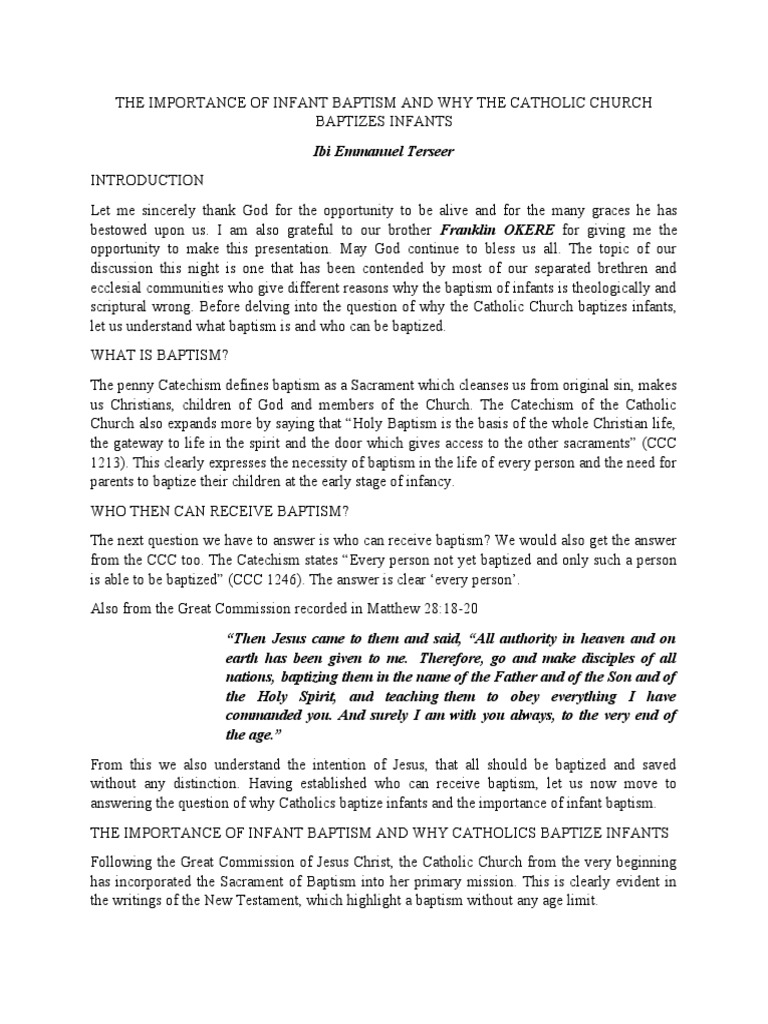 The Importance Of Infant Baptism Download Free Pdf Baptism