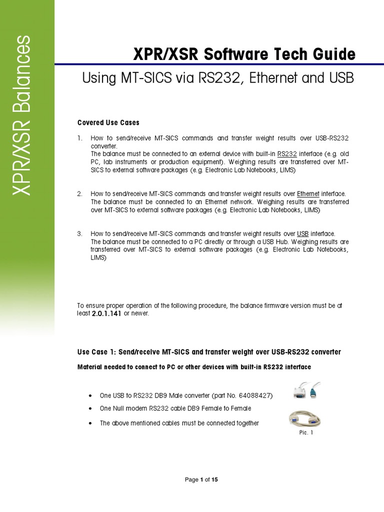 Using MT-SICS Via USB - RS232 - Ethernet - v2.01 - Final | PDF ...