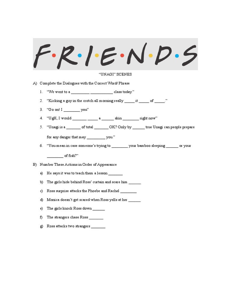 Friends Season 6 Episode 18 - Unagi | PDF