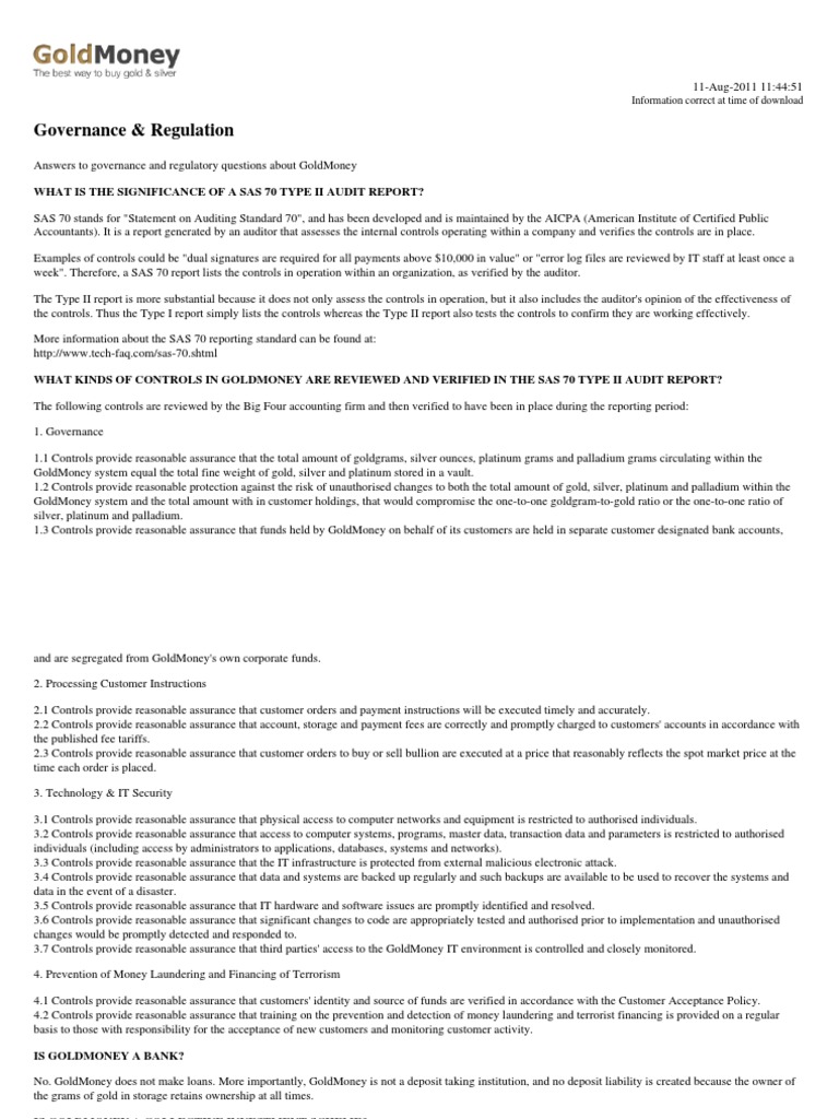 Governance & Regulation: What Is The Significance of A Sas 70 Type Ii ...