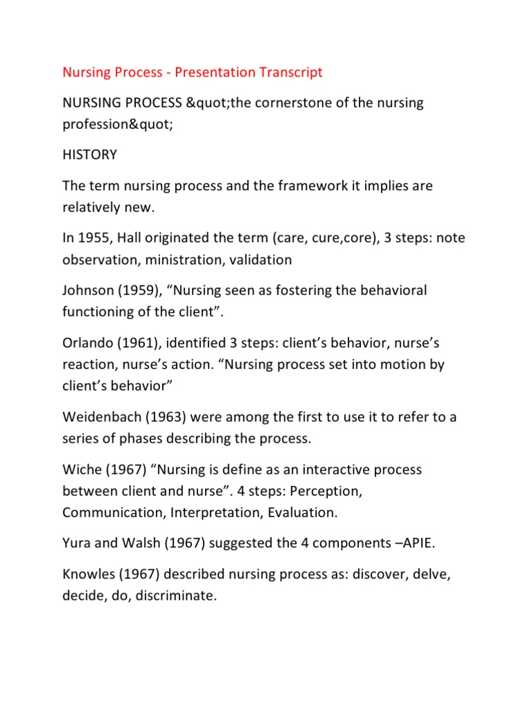 Nursing Process | PDF | Health Care | Nursing