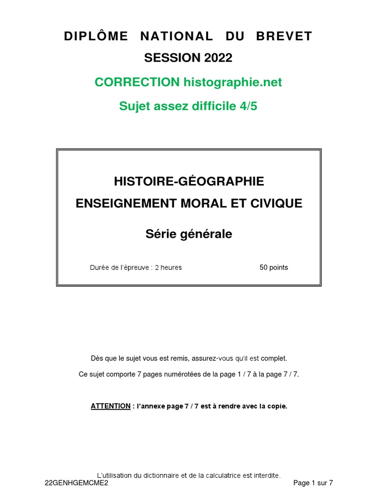 Metropole Sujet Remplacement 2022 CORRECTION Histoire Geo EMC | PDF | Allemagne nazie | Adolf Hitler