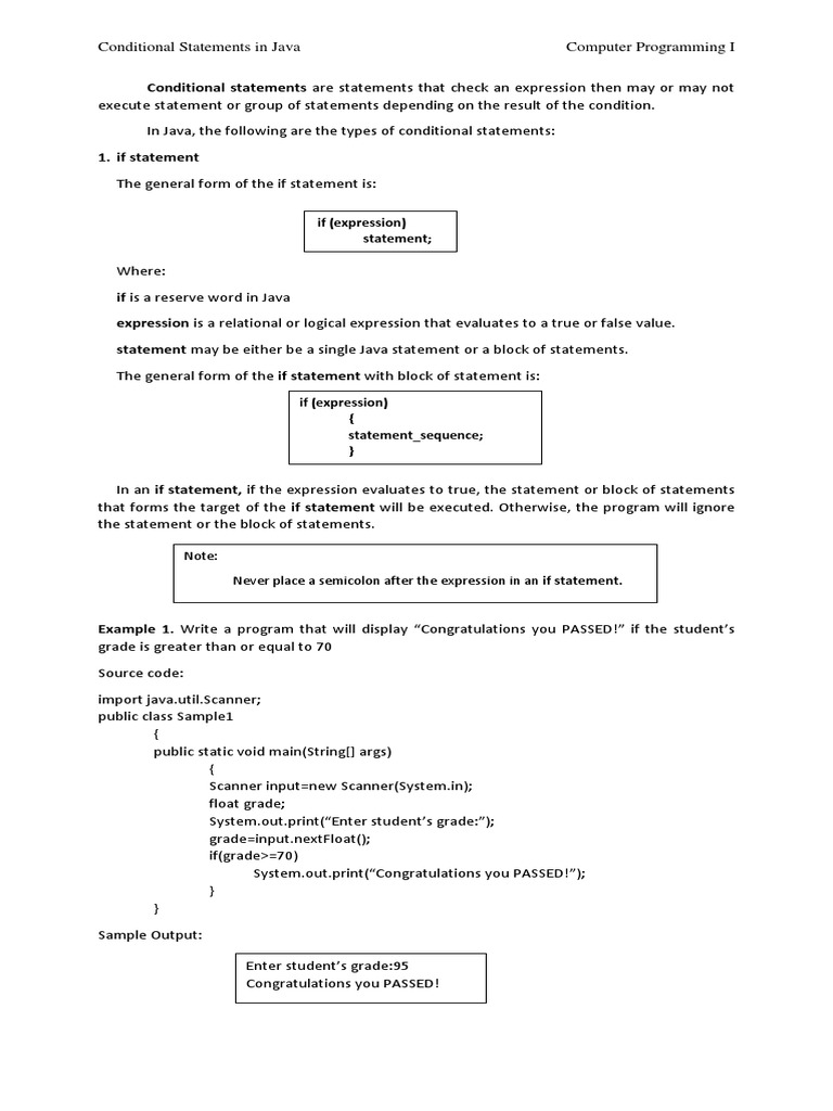 Conditionals Statements | PDF | Computer Program | Programming