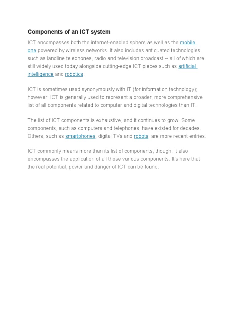 Components of An ICT System | PDF | Business | Computers
