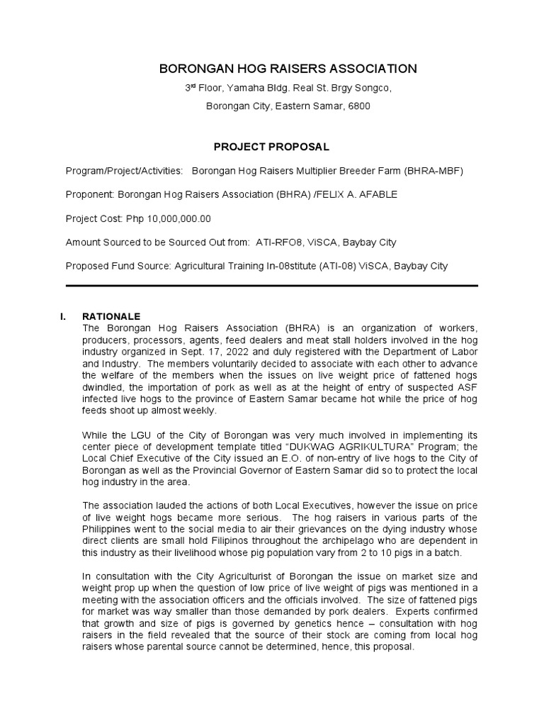 10 Sow Level PROJECT PROPOSAL | PDF | Pig | Farms
