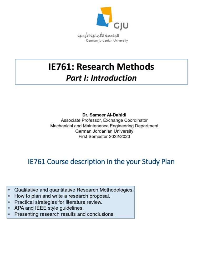 IE761 - Part I | PDF | Scientific Method | Quantitative Research