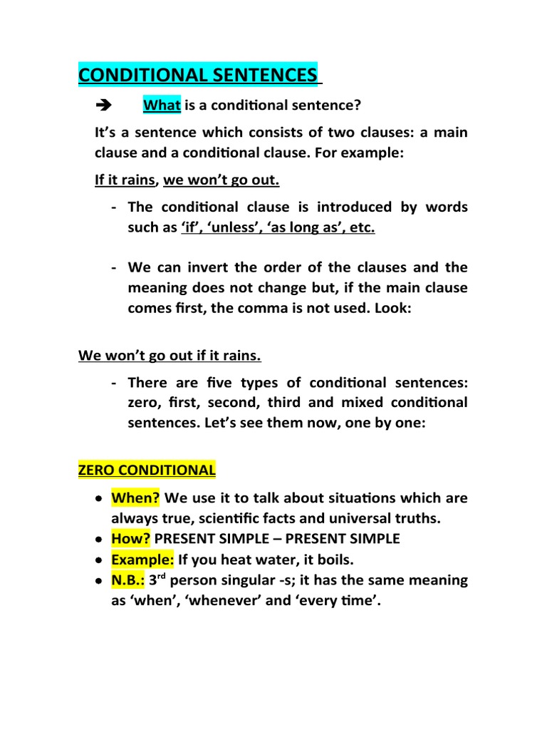 Conditional Sentences B2. 07.06.2022 | PDF | Linguistic Morphology | Syntax