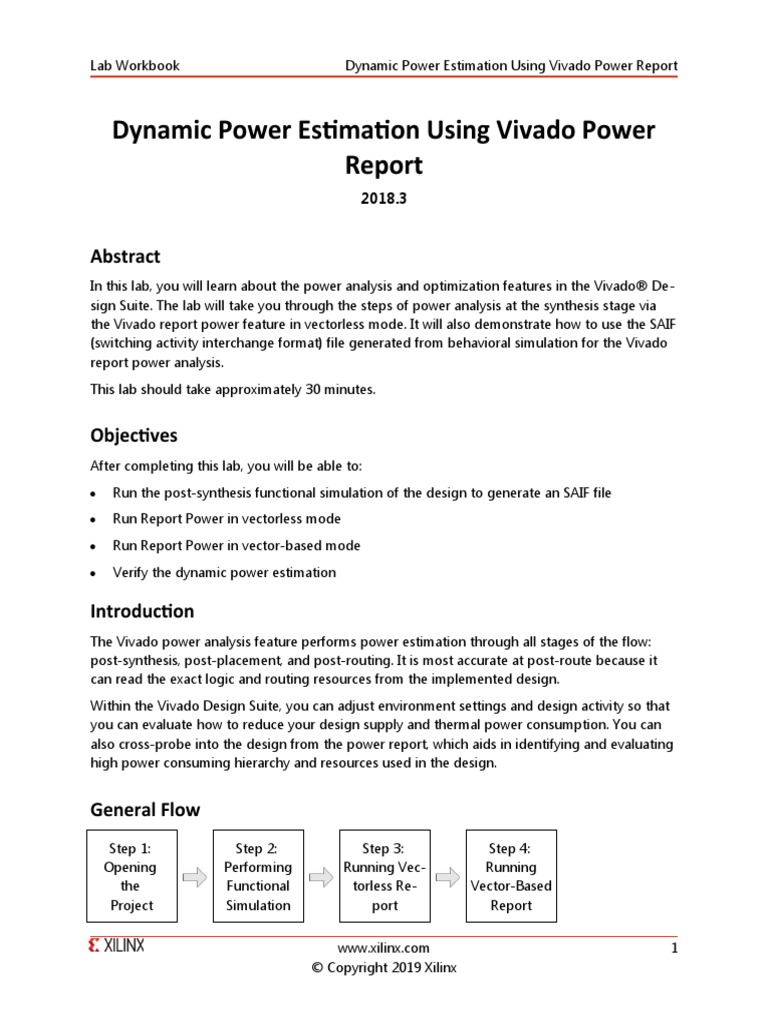 32dynamic Power Estimation Using Vivado Power Report | PDF