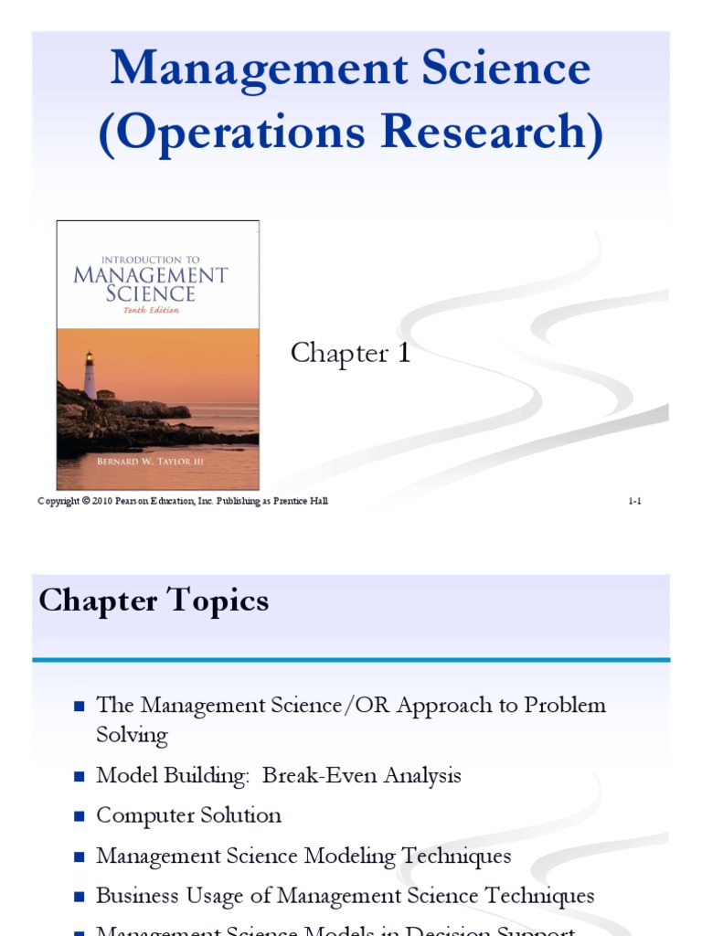 Ch1 Introduction To OR | PDF | Mathematical Model | Operations Research