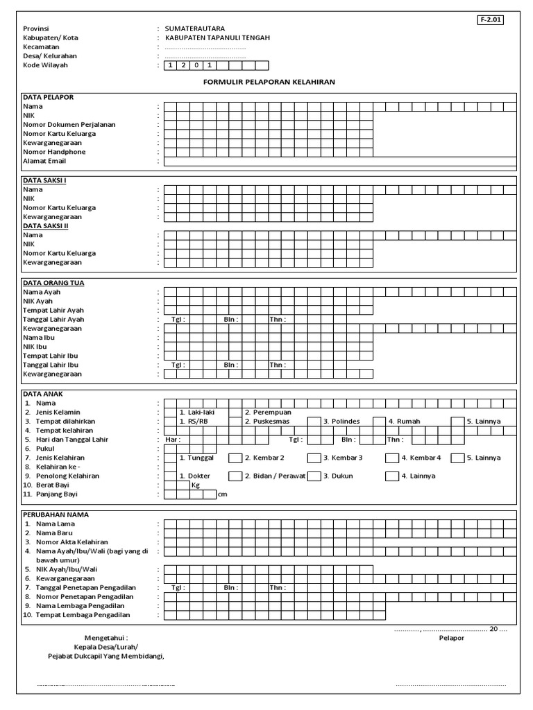 Formulir AKTA LAHIR 1 LEMBAR | PDF