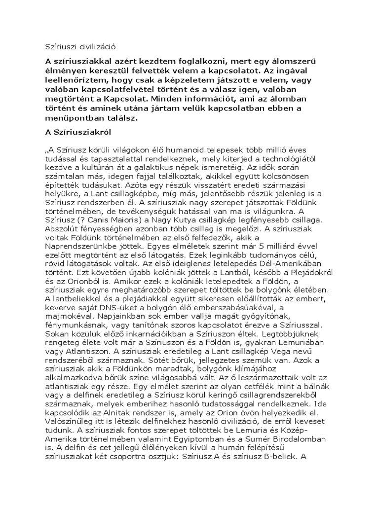Szíriuszi civilizáció | PDF Szíriuszi civilizáció | PDF